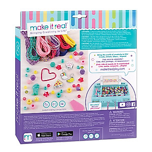 Make It Real - Good Vibes Bracelets Kit - DIY Charm Bracelet Making Kit with Case - Friendship Bracelet Kit with Beads, Charms & Thread - Arts & Crafts Bead Kit for Girls - Makes 5 Bracelets
