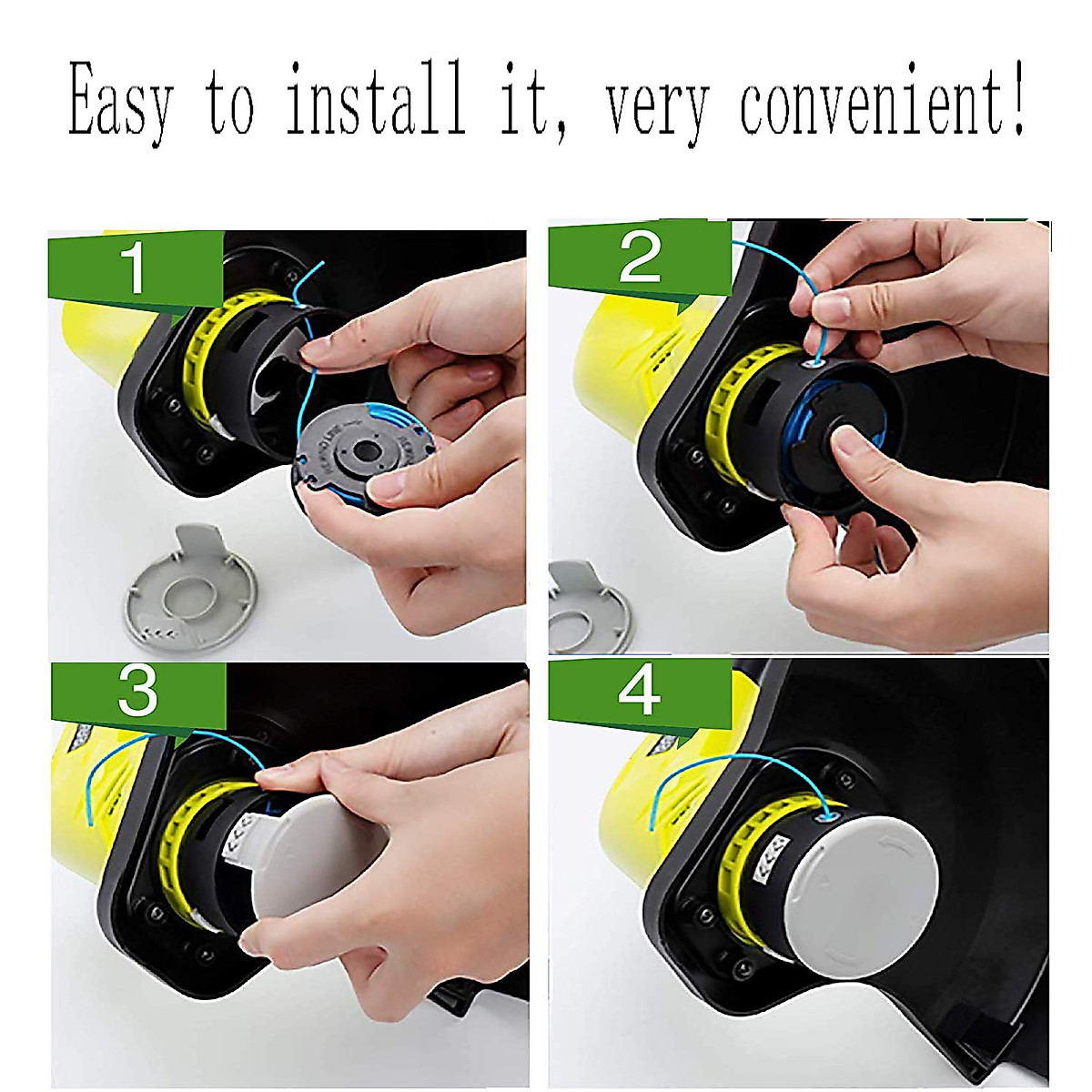 AC14RL3A String Trimmer for Ryobi 18V 24V 40V Replacement Spool Line 0.065”,Weed Eater String Autofeed 522994001 Cap, Cordless Trimmer Line 11ft, 10 Spools + 2 Caps