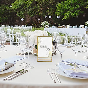 SUPER STAR QUALITY Clear Acrylic 2 Sided Frames with Gold Borders and Vertical Stand (Pack of 12)) | Ideal for Wedding Table Number Holder, Double Sided Sign, Clear Photos, Menu Holders