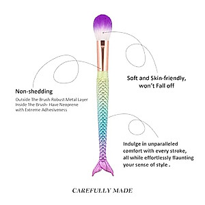 Mermaid Makeup Brushes, 11pcs Professional Blending Blush Concealer Synthetic Fiber Bristles Brush Special Cosmetic Brushes Kits for Women(purple)