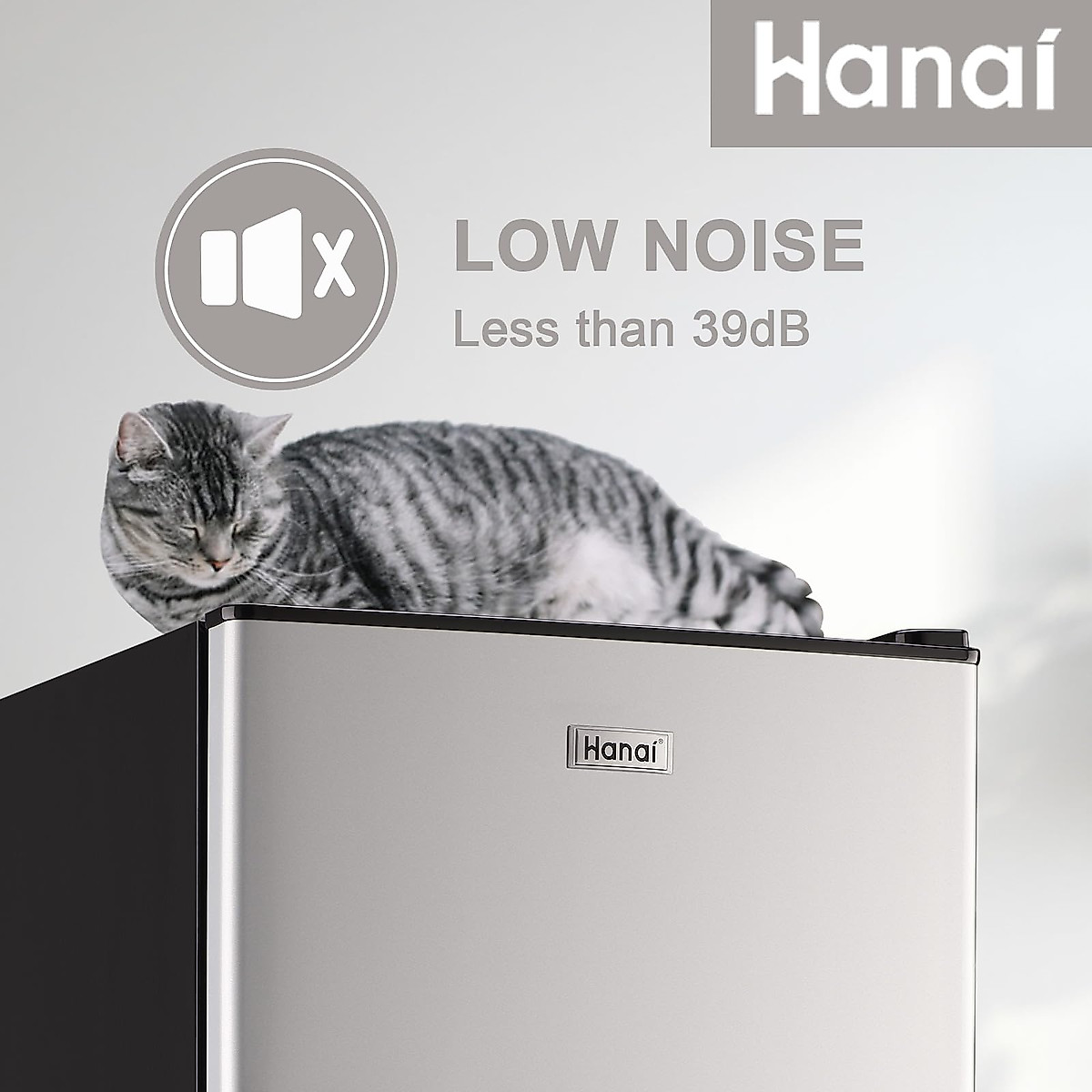 WANAI Compact Refrigerator 3.5 Cu.ft Mini Fridge with Freezer, Small Refrigerator with 7 TEMP Modes, Energy Saving, Low Noise for Bedroom, Dorm, Office, Apartment, Sliver