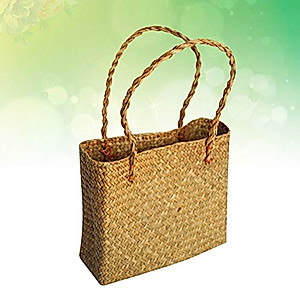 FENICAL Women Summer Straw Bag Casual Rattan Woven Beach Bag Large Capacity Tote Handmade Women Shoulder Bag