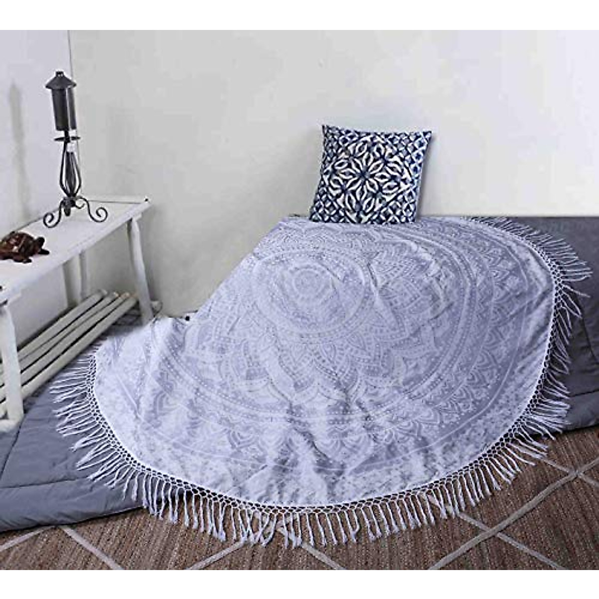 THE ART BOX Wall Tapestry for Bedroom Aesthetic Tapestry Hippie Boho Tapestry Indie Tapestry Bohemian Mandala Tapestry Cool Spiritual Trippy Tapestry Wall Hanging Silver Tapestry