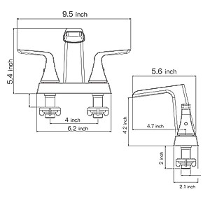 NEWATER 2-Handle Waterfall Brass Bathroom Sink Faucet 4-Inch Centerset 2-3Hole RV Modern Bath Vanity Faucets Mixer Tap Deck Mounted with Metal Pop Up Drain & Supply Lines，Matte Black