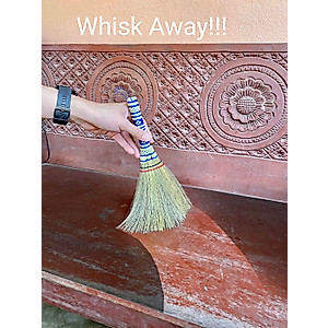 Small Corn Wisk Brush Broom 11 Inch Indoor Heavy Duty Multi Surface Hard & Soft Floor Home Office Cleaning Tool Supplies 100% Handmade for Household Sweeping Indoor Outdoor (staw Soft Broom)