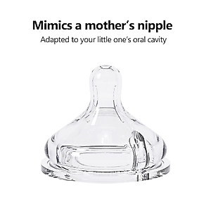 Yooforea Silicone Coated Glass Baby Bottle, 0M+ Slow Flow Nipple I Anti-Colic, Wide Neck, Stable Base I Medical-Grade Silicone Coating for Shatter Protection, BPA BPS PVC Free (2 Pack, 3 Ounce-Cream)