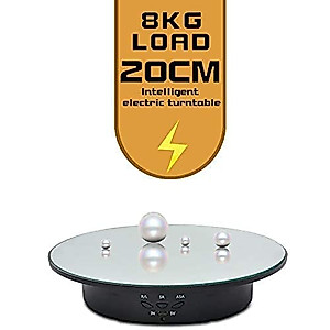 JAYEGT Motorized Rotating Display Stand, 7.87inch /17.6lbs Load, 360 Degree Electric Rotating Turntable for Photography Products, Jewelry, Cake,3D Model, Mirror Cover (Black)