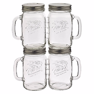 Mason Craft & More Drinkware Collection- Durable Glass Leak Proof Beverage Glassware, 5 Piece Drinkware Set