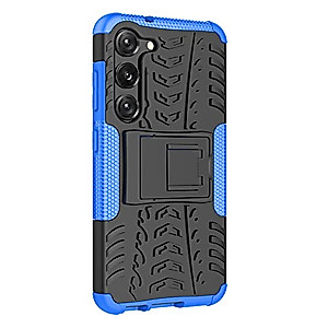 Folice for Galaxy S23 5G Case, [Heavy Duty][Shockproof] Soft Rubber Hard PC Tough Dual Layer Protective Case with Kickstand for Samsung Galaxy S23 5G (Blue)