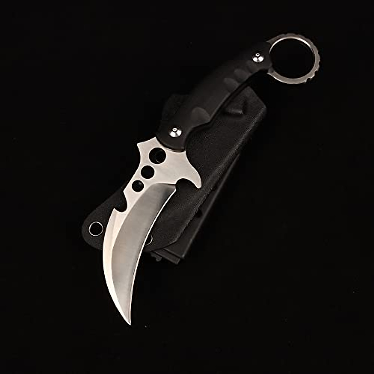 sosoin Fixed Blade Knife High grade steel G10 Handle 4.5 Inches,Outdoor Claw Knife,Camping EDC Tools, Kydex Sheaths (silver)
