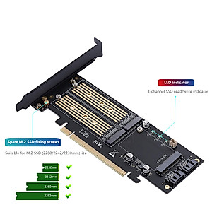 3 in 1 M.2 and mSATA SSD Adapter Card for M.2 NVME to PCIE Adapter,M.2 SATA SSD to SATA III Adapter,mSATA to SATA Adapter (with 2 Aluminum Heatsink)
