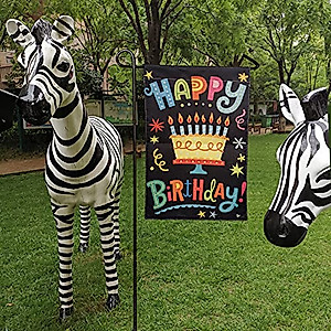 Happy Birthday Garden Flag Cartoon Double-sided Printing Flags Happy Birthday Garden Banner Linen Outdoor Lawn Signs Birthday House Sign Poster Party Flags Decorations For home Outdoor Suitable For Birthday Party (12 X 18 Inches)