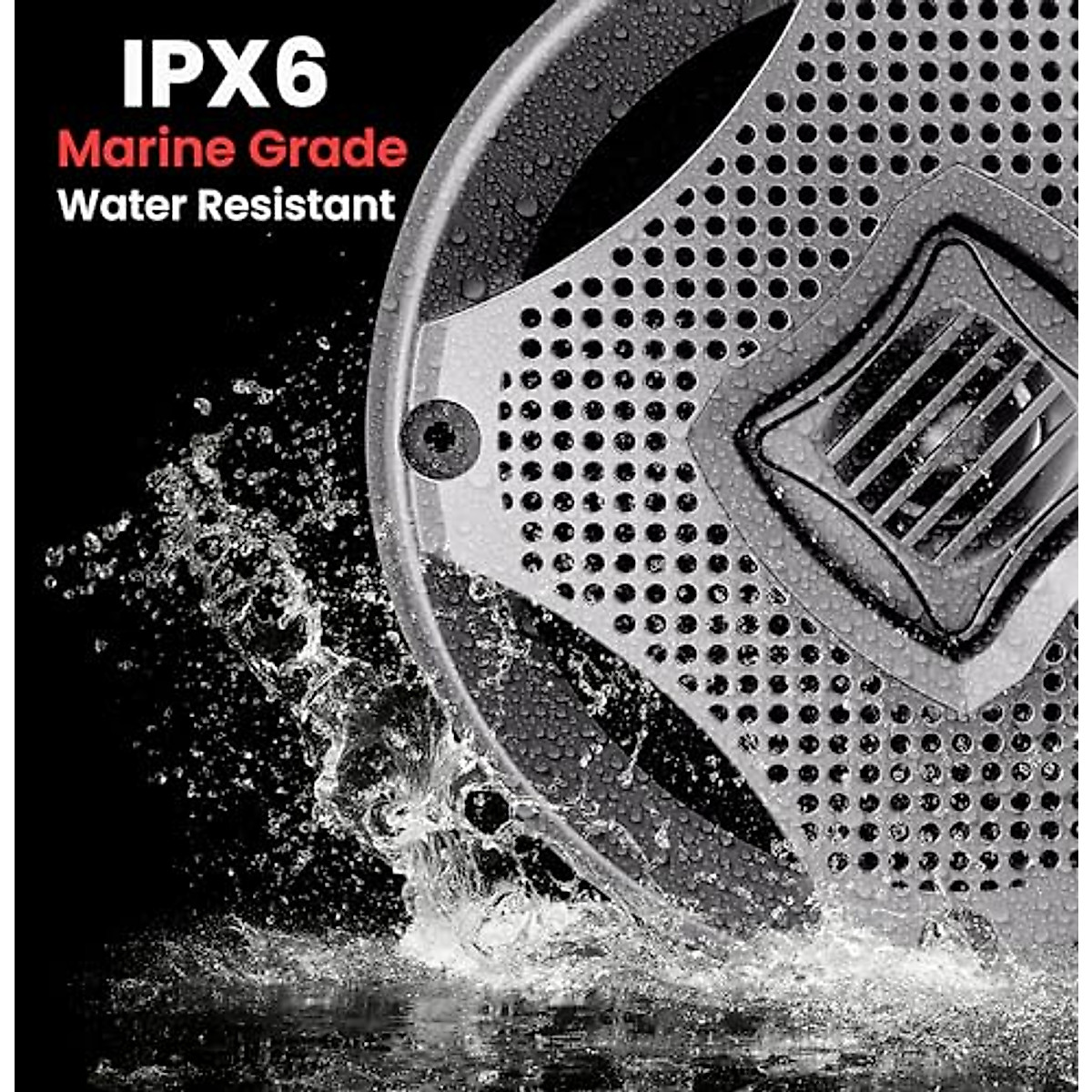 LANZAR 5.25” Marine 2-Way Speakers - Water Resistant Audio Stereo Sound System with 400 Watt Power, Attachable Grills and Resin Treatment for Indoor and Outdoor Use - 1 Pair in - AQ5CXS (Silver)