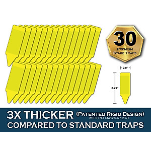 MAXGUARD (30 Pack) Yellow Stake Sticky Insect/Bug Traps - Catch and Kill Fungus Gnats, Whiteflies, Mosquitos, Aphids, Leaf Miners, Flying Insect Catcher Glue Trappers for Indoor or Outdoor