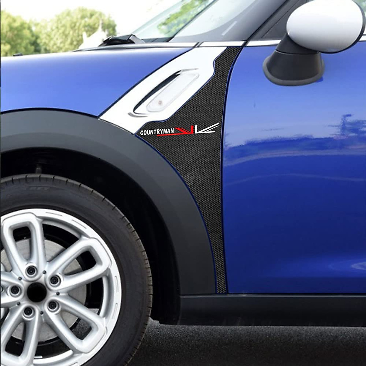 2pcs Fender Section Side Scuttles Vinyl Decal Stickers for Mini 1st Generation Countryman R60 2010-2016 (5D Carbon Fiber Pattern Black)