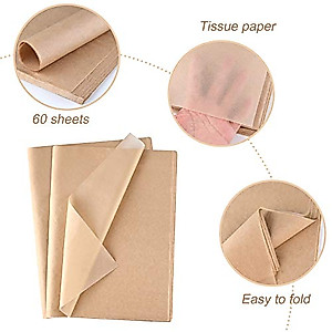 CHRORINE 60 Sheets Kraft Tissue Paper Bulk Brown Wrapping Paper Art Paper Crafts for DIY Project Birthday Holiday Crafts Decor