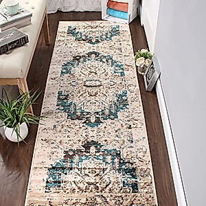 SUPERIOR Marquis 2' 7" x 8' Indoor Area Rug, Teal