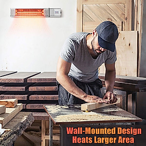 COSTWAY Electric Patio Heater 1500w, Wall-mounted Infrared Heater with Remote Control, 24H Timer, 9 Heat Setting, Quiet Outdoor Patio Heater for Garage, Home, Balcony