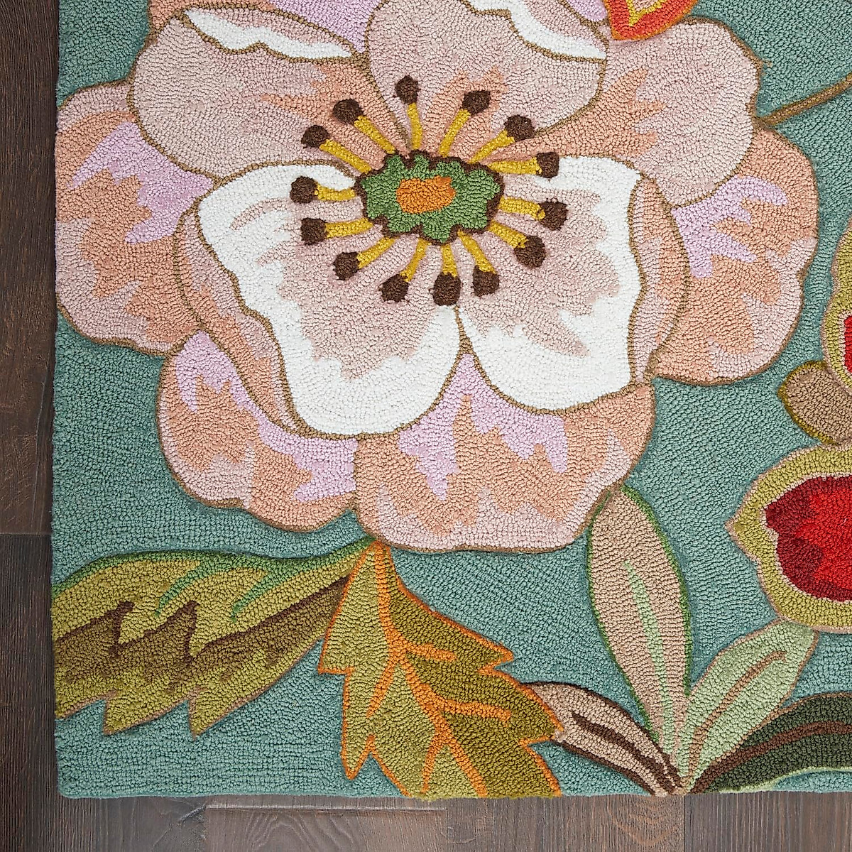 Nourison Fantasy Aqua 3'6" x 5'6" Area-Rug, Modern, Floral, Bed Room, Living Room, Dining Room, Kitchen, Easy washing, Non Shedding, (4' x 6')