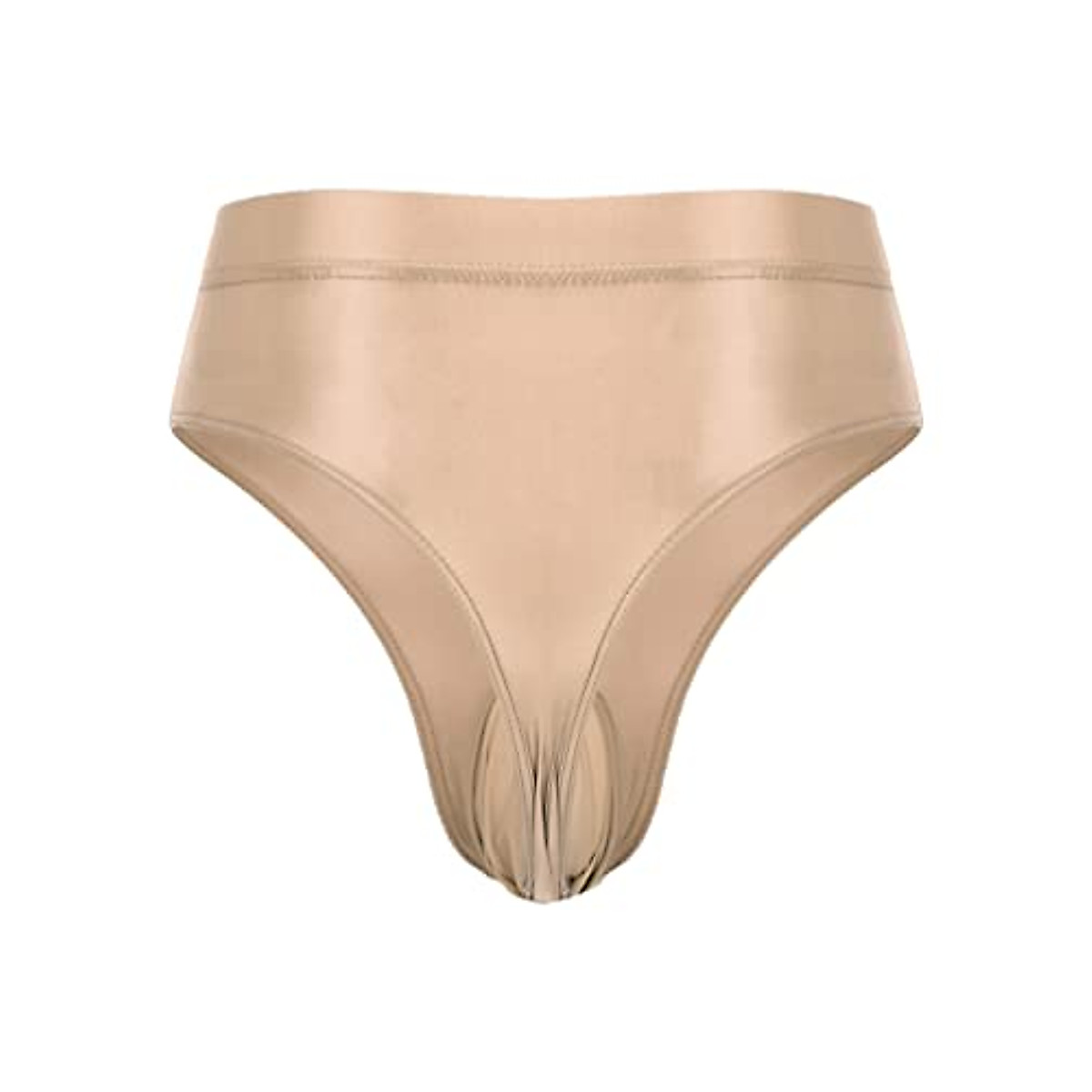 Vxuxlje Men's 30D Oil Glossy Spandex Panties Shiny Silky Penis Sleeve High Waist Tights Underwear Coffee A X-Large