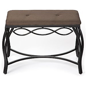 Mango Steam Mocha Brown Shoe Bench - Vanity Seat for Makeup Room, Dressing Stool, Entryway Bench - Powder Coated, Upholstered, Space Saving