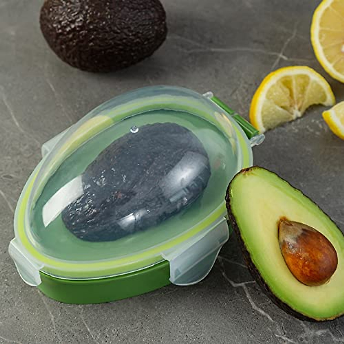 Meideli Avocado Saver Holder, Transparent Avocado Saver Keeper Fruit Storage Container, Vegetable Container Keep Fresh Kitchen Accessories, Keep Your Avocados Fresh for Days Green