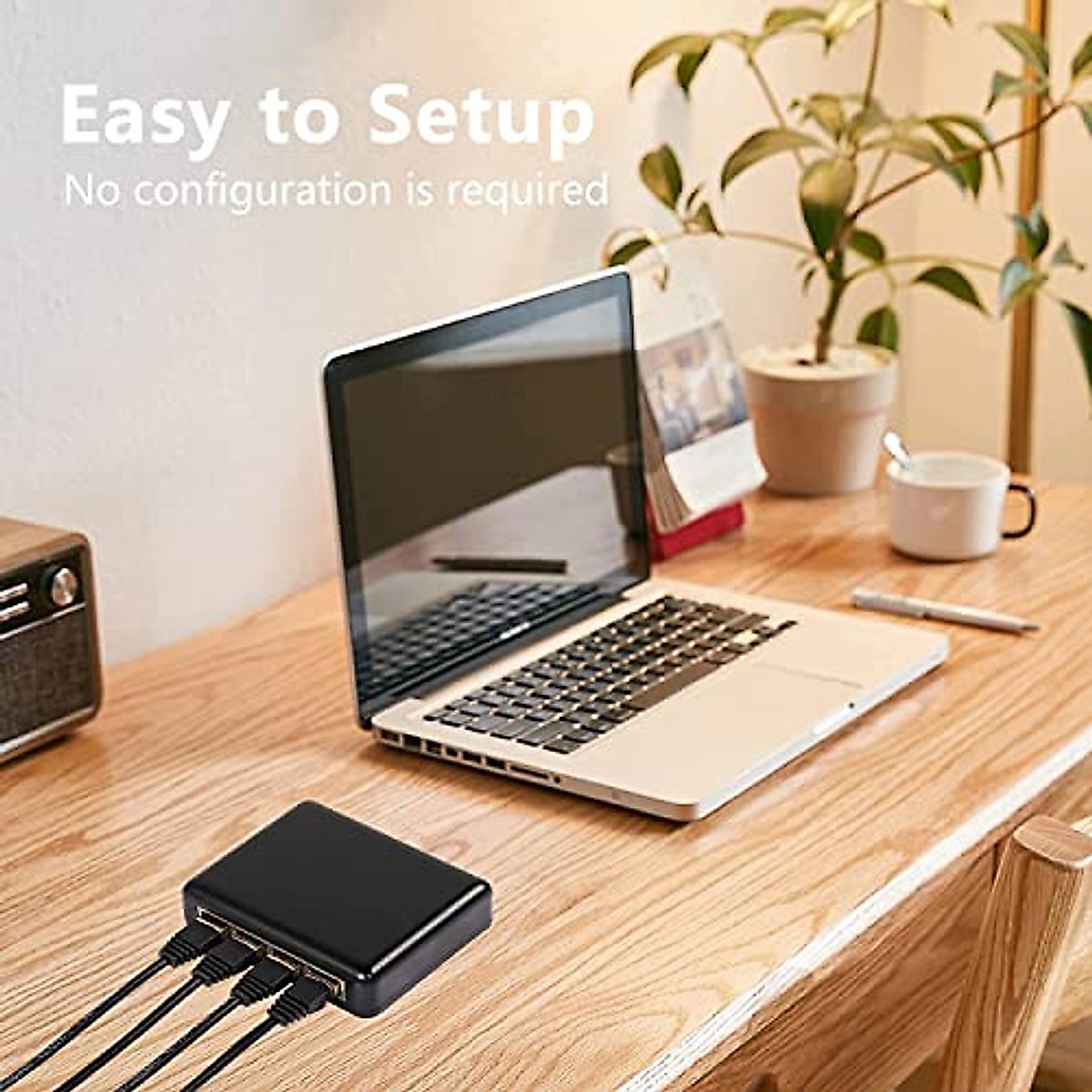 SinLoon RJ45 Network Splitter Adapter Gigabit,1000Mbps Ethernet Cable Splitter, Cat5,Cat6,Cat7,RJ45 Network Extension Connector,Four Devices Share The Internet at The Same Time (Black Gigabit 1 to 4)