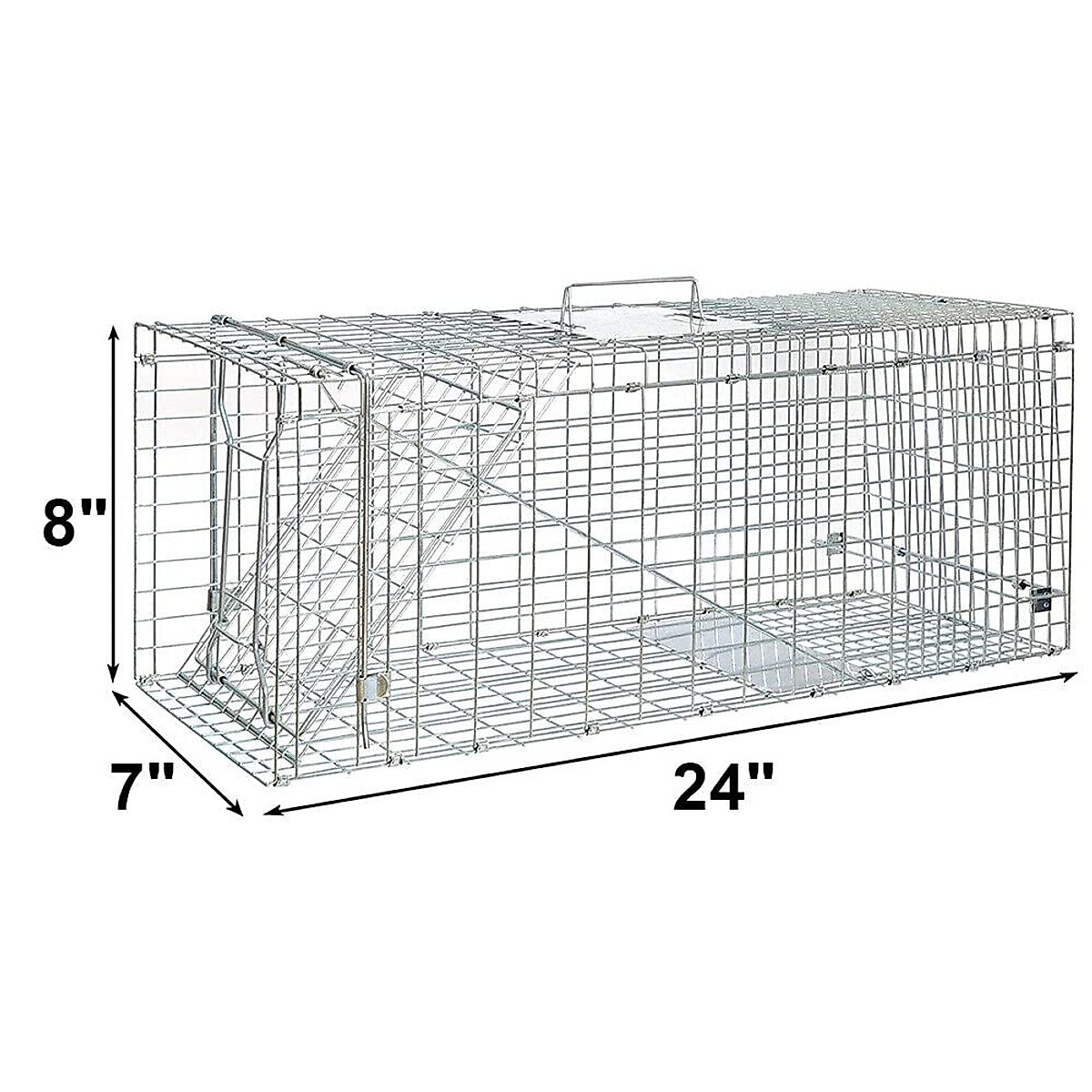 2 Pack Humane Cat Trap for Stray Cats 24"x8"x7" Live Animal Trap Live Traps for Cats Racoon Possum Rabbit Squirrel Mouse Small Animal Trap Outdoor Indoor Collapsible Steel Humane Release Animal Cage