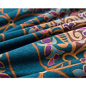 Get Bed Ready Venetian Damask Bohemian Paisley Duvet Cover Set Boho Chic Watercolor Medallion 400TC Egyptian Cotton Sateen Luxury Style Bed Linen (Teal, King)