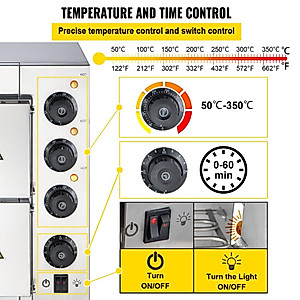 Double Deck Commercial Pizza Oven, 110V 1950W Stainless Steel Electric Pizza Maker with Stone and Shelf - Ideal for Restaurant and Home Pretzels Baked