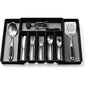 Expandable Cutlery Drawer Organizer, Flatware Drawer Tray for Silverware, Serving Utensils, Multi-Purpose Storage for Kitchen, Office, Bathroom Supplies