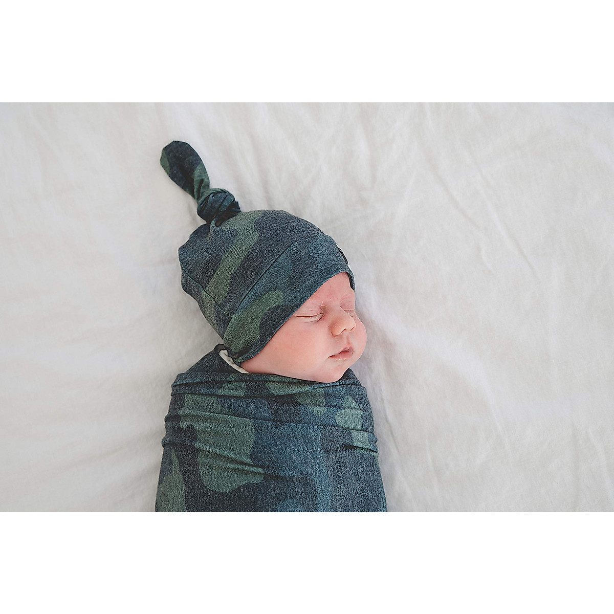 Baby Beanie Hat Top Knot Stretchy Soft"Hunter" by Copper Pearl