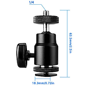 SLOW DOLPHIN Photography Super Clamp with Camera Clamp Mount Ball Head Clamp and Mini Ball Head Hot Shoe Mount Adapter with 1/4'' -20 Tripod Screw for Monitor, LED Lights, Flash Light,Microphone
