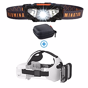 COSOOS LED Headlamp & Oculus Quest 2 Head Strap, Adjustable, Lightweight, Battery Powered, 1.6 Ounces