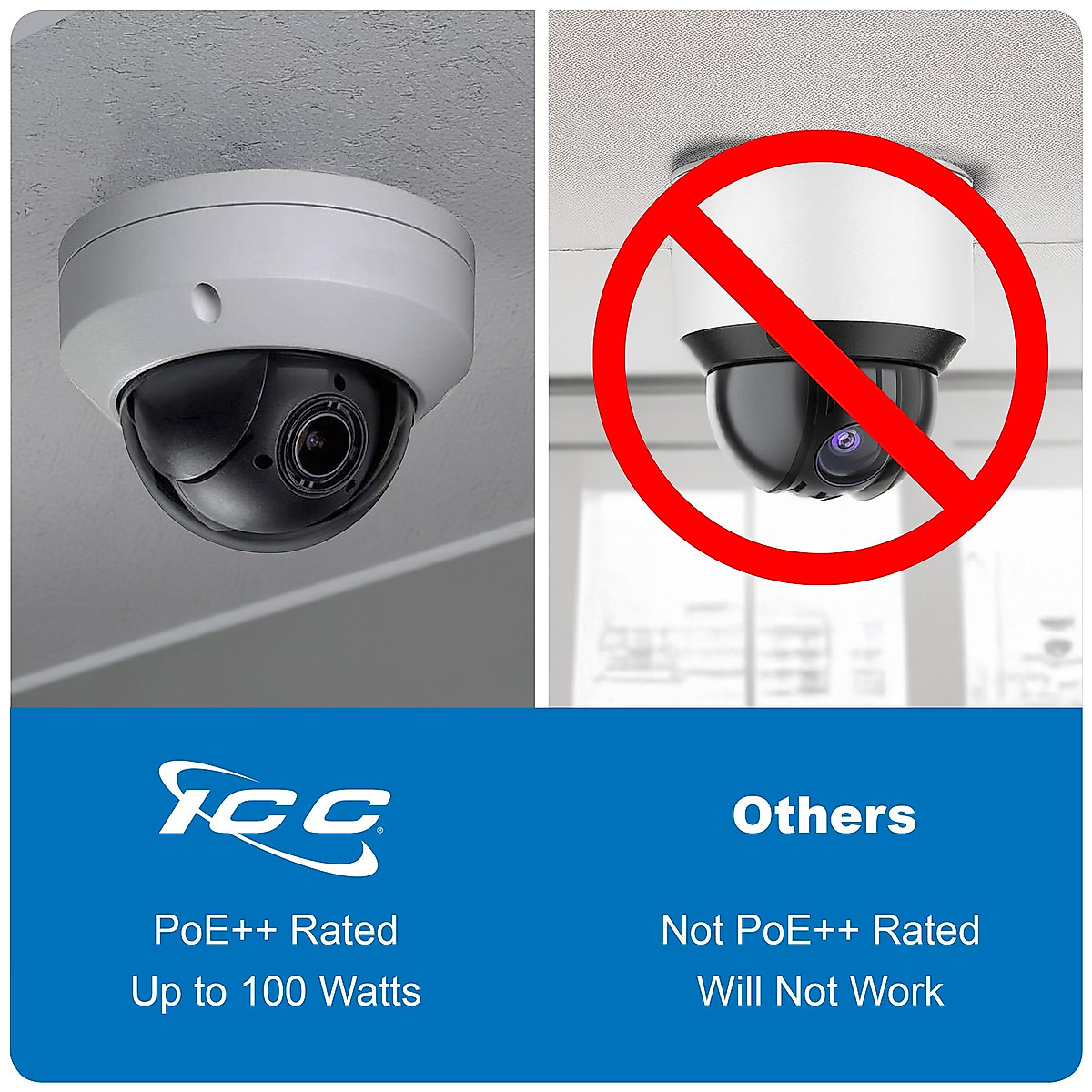 ICC Cat6e CMR Riser 1000ft - UTP 23AWG, 100% Solid Pure Copper, Unshielded, Bulk Ethernet Cable, PoE++, 600MHz, Reelex Pull Box, UL Certified, RoHS, TAA and NEC Compliant, Blue