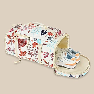 Floral Gym Duffle Bag Backpack 4 ways for Women Waterproof with Shoes Compartment for travel Sport Hiking laptop Lightweight, Kalesi XL