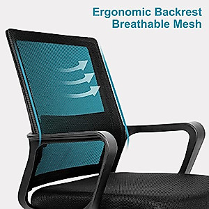 YSSOA Task Office Guest Chair with Lumbar Support and Mid Back Mesh Space Air Grid Series for Reception Conference Room, Stationary, Black (2 Pack)