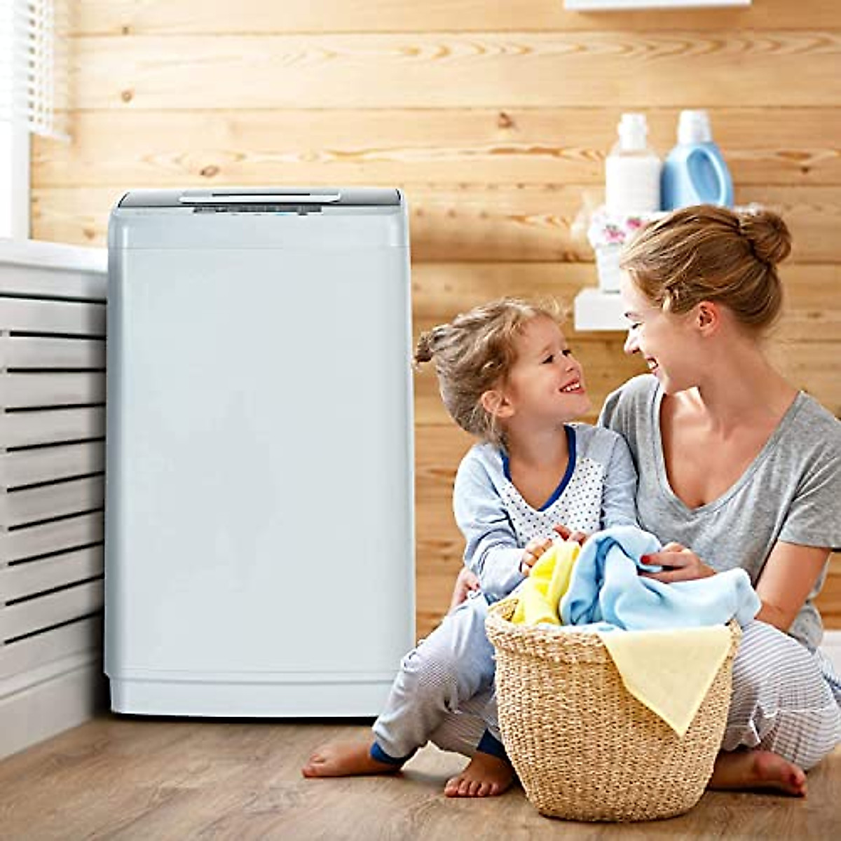 FUTADA Full Automatic Washing Machine, 2 in 1 Portable Laundry Washer, 8.8 Lbs Washer & Dryer Combo w/Built-in Barrel Light, LED Display, Energy Saving Top Load Washer for Camping, Apartment, Dorm