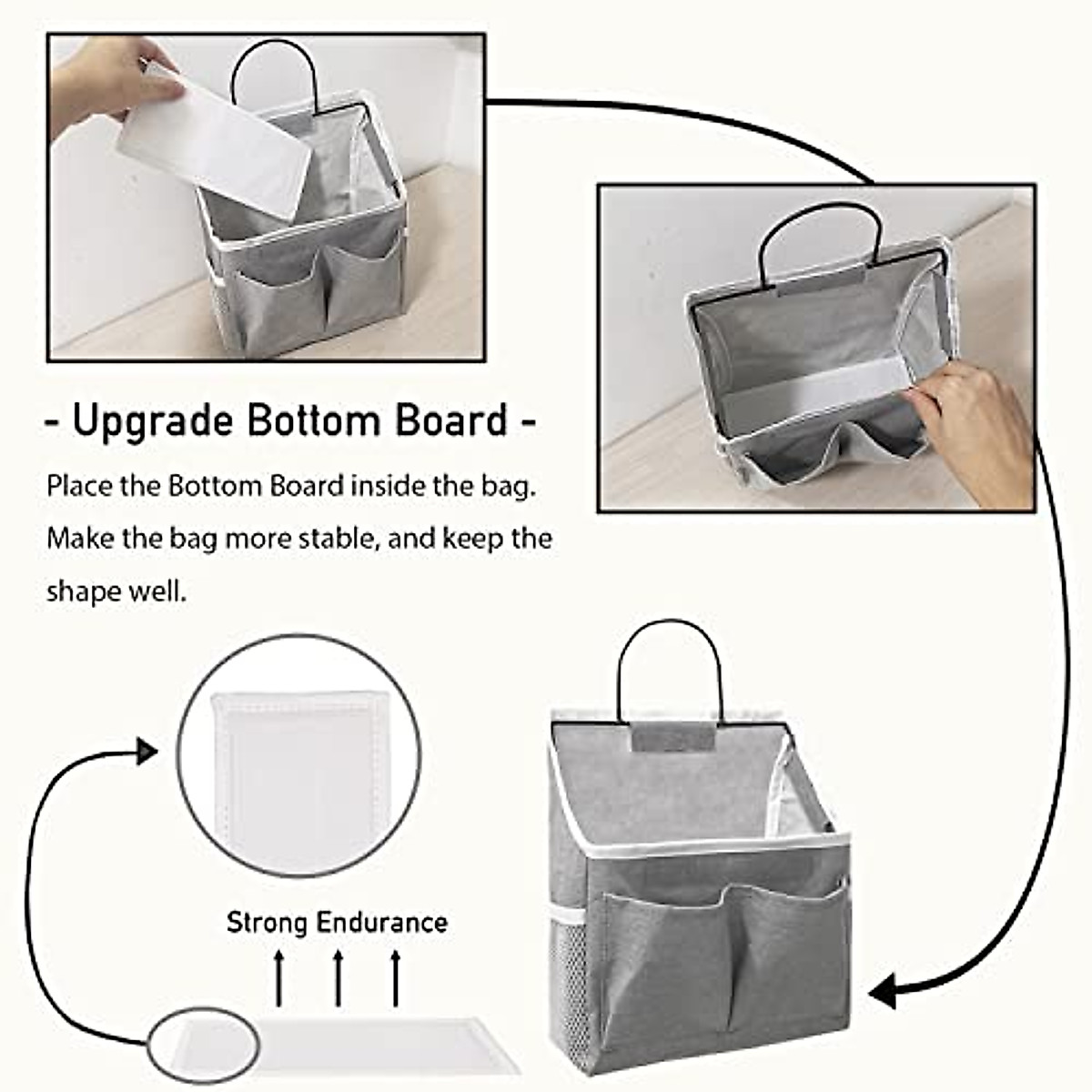 Kanrichu 2pcs Large + 2pcs Small Wall Hanging Storage Bag for Home & Camper (Gray)