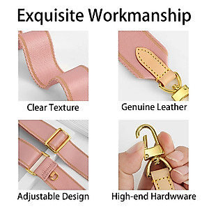 TOURDREAM Multi Pouchette Accessories Adjustable Strap, Crossbody Shoulder Purse Strap Replacement, Wide Luxury Designer Bag Strap (Pink)