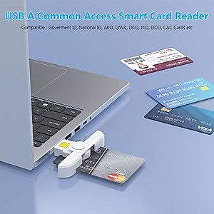 DOD Military USB Common Access CAC Smart Card Reader, ID CAC Card Reader, Smart Card Reader Compatible with Windows, Mac OS and Linux, USB A Card Reader for CAC Cards, Government ID, National ID, etc
