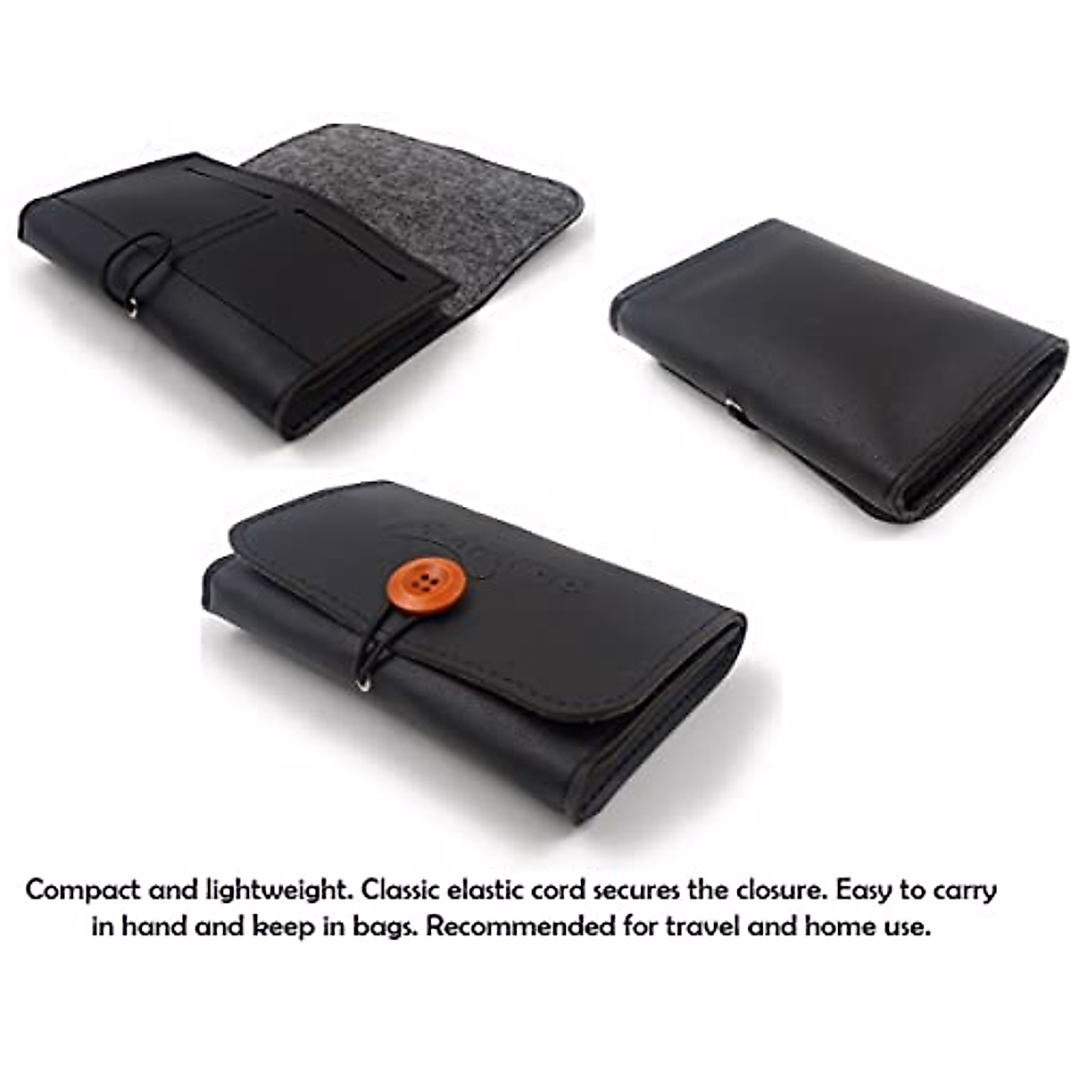 MRGC PU Leather Case Carrying Bag for Anbernic RG351MP / RG351P / RG350 / RG350M / RG350P / RK2020 / RGB10 - Portable Travel Case, Protective Pouch for Handheld Retro Game Console (Black)