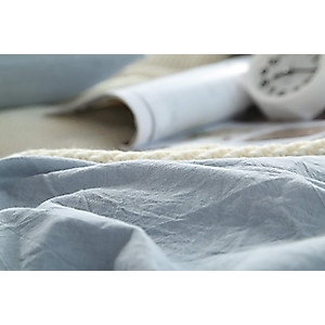 F.Y.Dreams 100% Washed Cotton Duvet Cover for Weighted Blanket 48x72 inches with 8 Ties, Zipper on Long Side/Light Blue/Just Duvet Cover