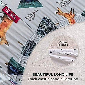 Pobi Baby - 2 Pack Premium Pack N Play Sheets Fitted for Standard Pack and Plays and Mini Cribs - Ultra-Soft Cotton Blend, Stylish Animal Woodland Pattern, Safe and Snug for Baby