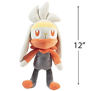 Pokémon Large 12" Raboot Plush - Officially Licensed - Sword & Shield Scorbunny & Cinderace Evolution - Quality Soft Stuffed Animal Toy - Great Gift for Kids, Boys, Girls