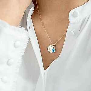 CERSLIMO Birthday Gifts for Her Birth Flower Necklaces, 18K Gold Plated Dainty March Birth Month Floral Birthstone Coin Pendant Necklaces Cherry Blossom Wildflower Jewelry Gifts for Women