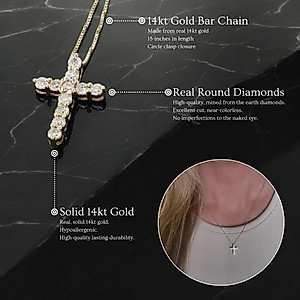 The Brothers Jewelry Co. Real Diamond Cross Necklace 14K Gold for Women 1/4 CT (White Gold)