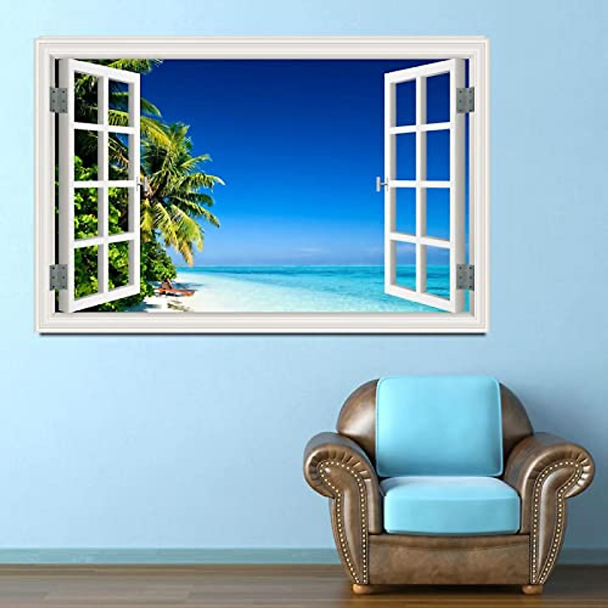 Wall Art 3D Window View Waterfall Abstract Canvas Wall Pictures Framed Scandinavian Wall Art Frames Gallery 50x40cm/20x16in With Frame