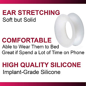 1 1/8" Inch (30mm) - White Silicone Double Flared Ear Plugs - Sold as a Pair