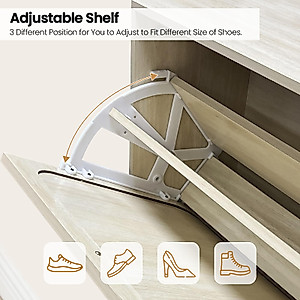 DKLGG Shoe Cabinet with 3 Flip Drawers, Rattan Entryway Shoe Storage Cabinet, Freestanding Wooden Shoe Rack Storage Cabinet with Metal Legs, Narrow Hidden Shoe Organizer for Entryway Hallway Mudroom